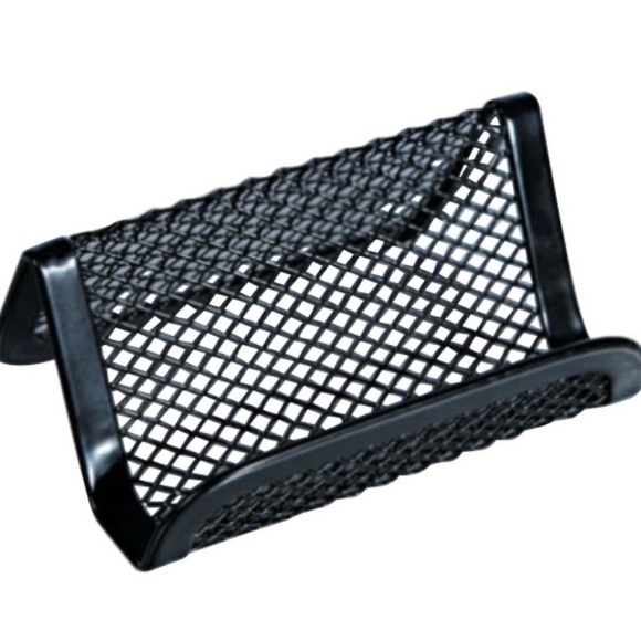 Office | 3 78 X 3 38 X 2 18 Black Mesh Metal Business Card Holder ...